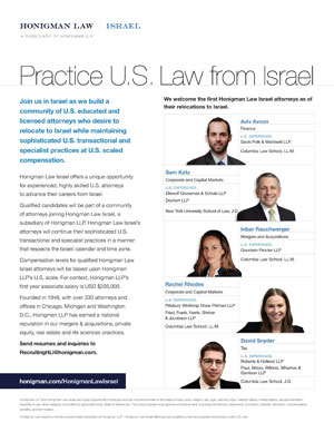 Practice U.S. Law from Israel: Law Firm, Attorneys, Lawyers - Honigman
